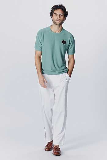 Buy S&N by Shantnu Nikhil Green Viscose Nylon Round Neck Placement ...