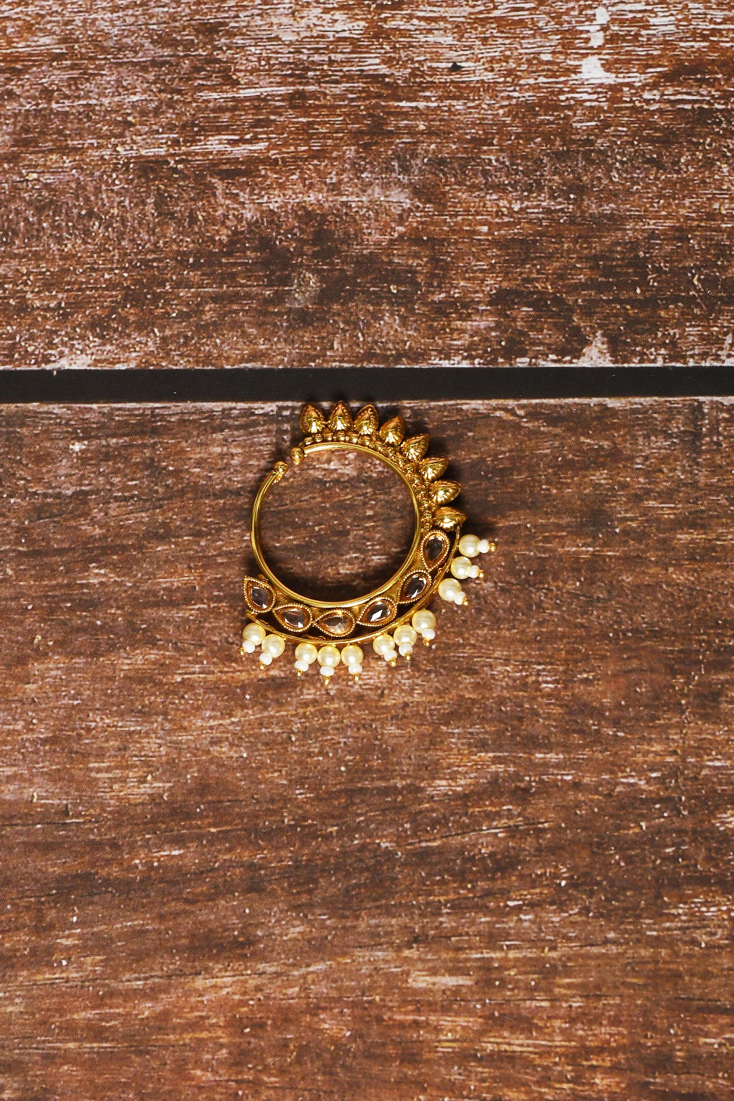 Buy Nazaakat by Samara Singh Bead Drop And Stone Studded Nose Ring Online | Aza Fashions