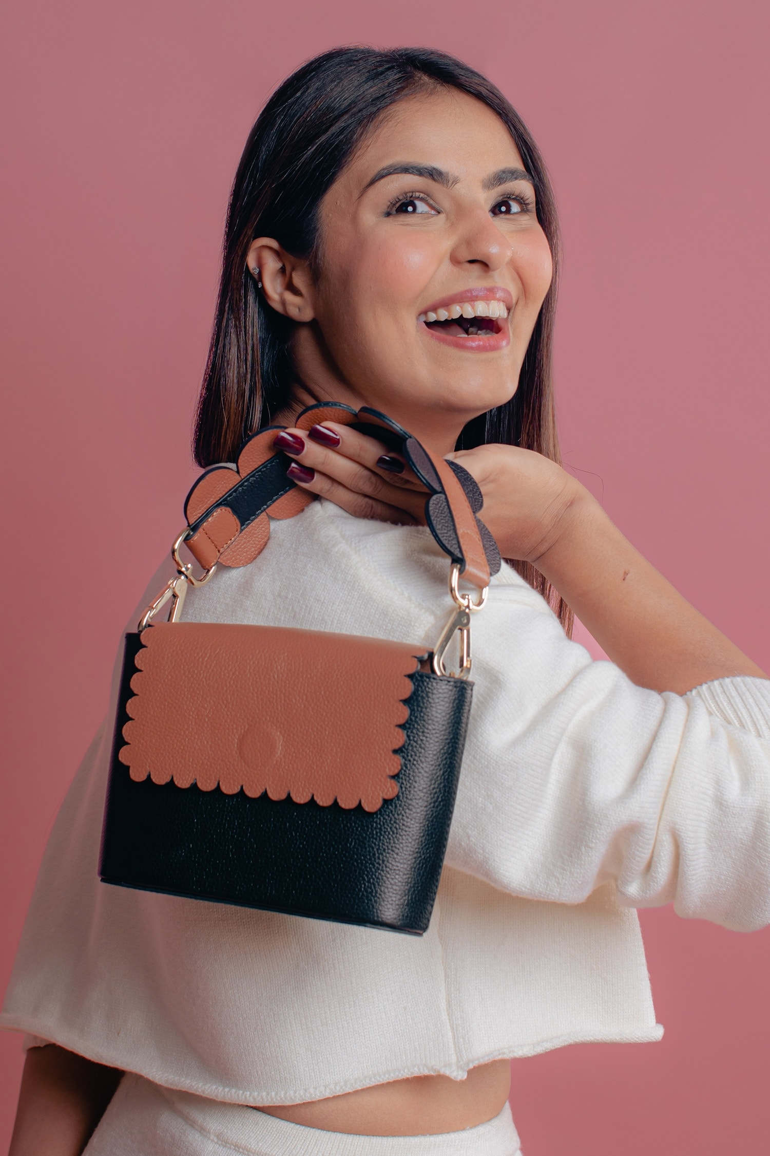 Buy And Also Curvy Structured Mini Bag Online | Aza Fashions