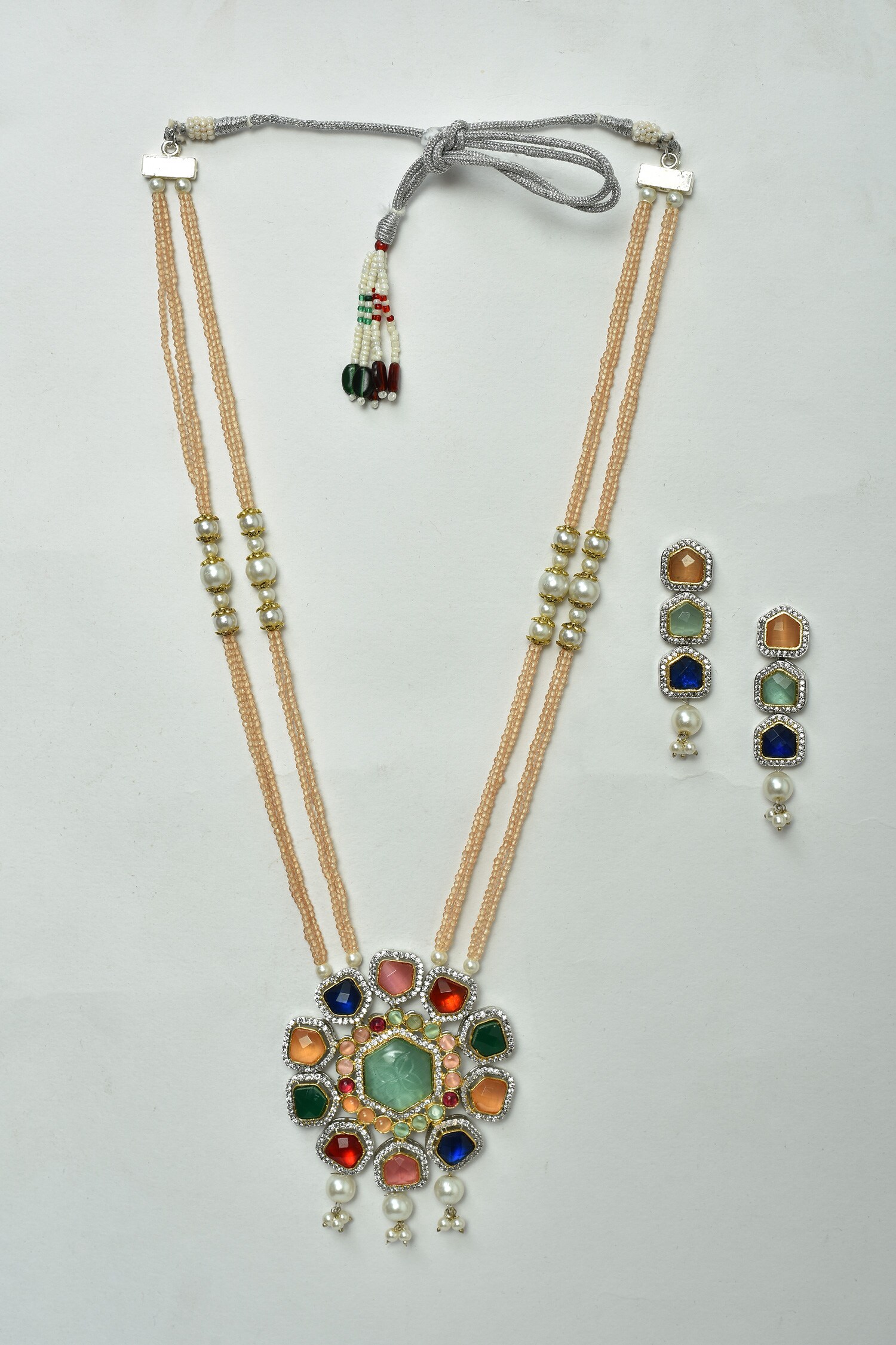 Buy Naintara Bajaj Navratna Stone Embellished Pendant Necklace ...