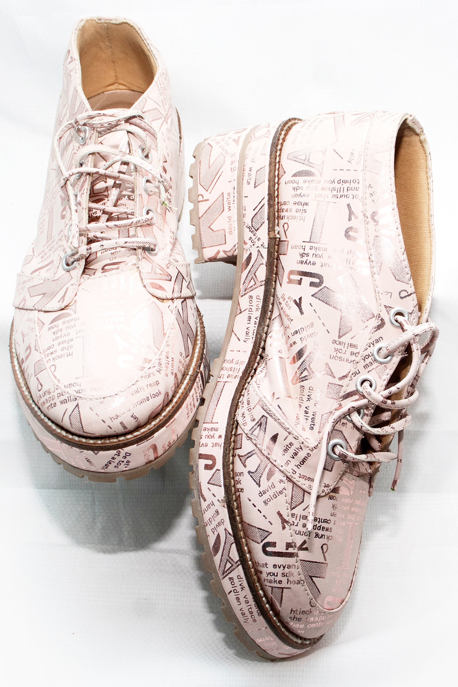 Buy Foot Fuel Pink Suede / Rexine Jacie Typography Pattern Shoes Online ...