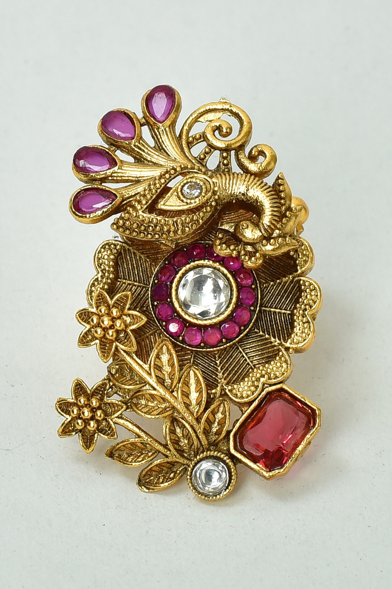 Buy Naintara Bajaj Floral Cutwork Studded Ring Online | Aza Fashions