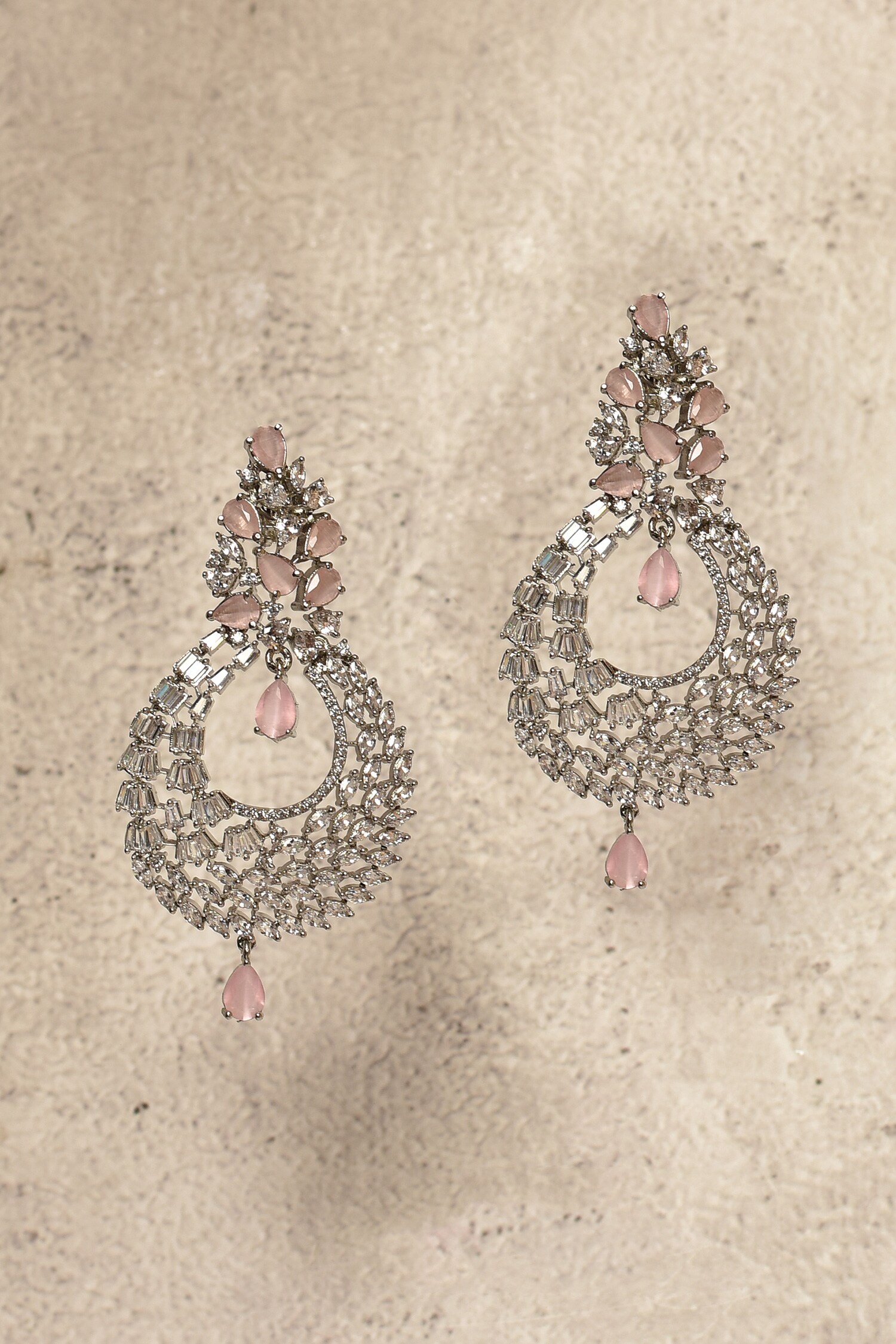 Buy Nazaakat by Samara Singh Pastel Hydro Stone Encrusted Chandbali Earrings Online | Aza Fashions