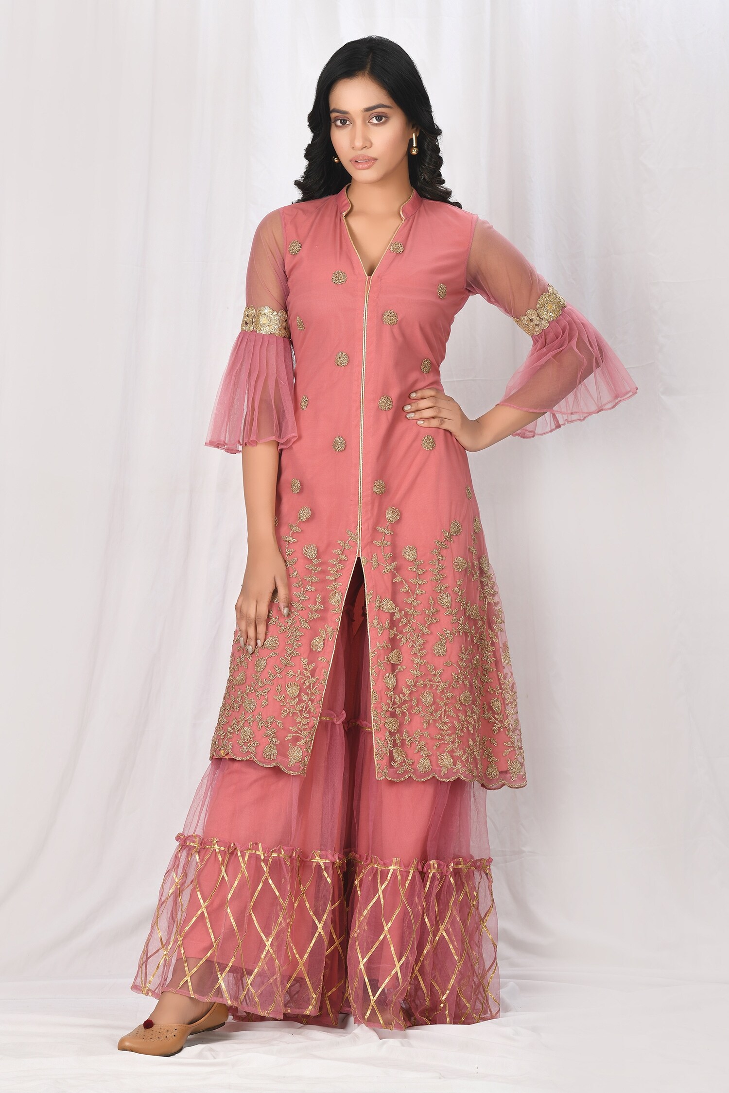 Buy Naintara Bajaj Pink Net Embroidered Kurta Online | Aza Fashions Buy Naintara Bajaj Pink Net Embroidered Kurta Online | Aza Fashions