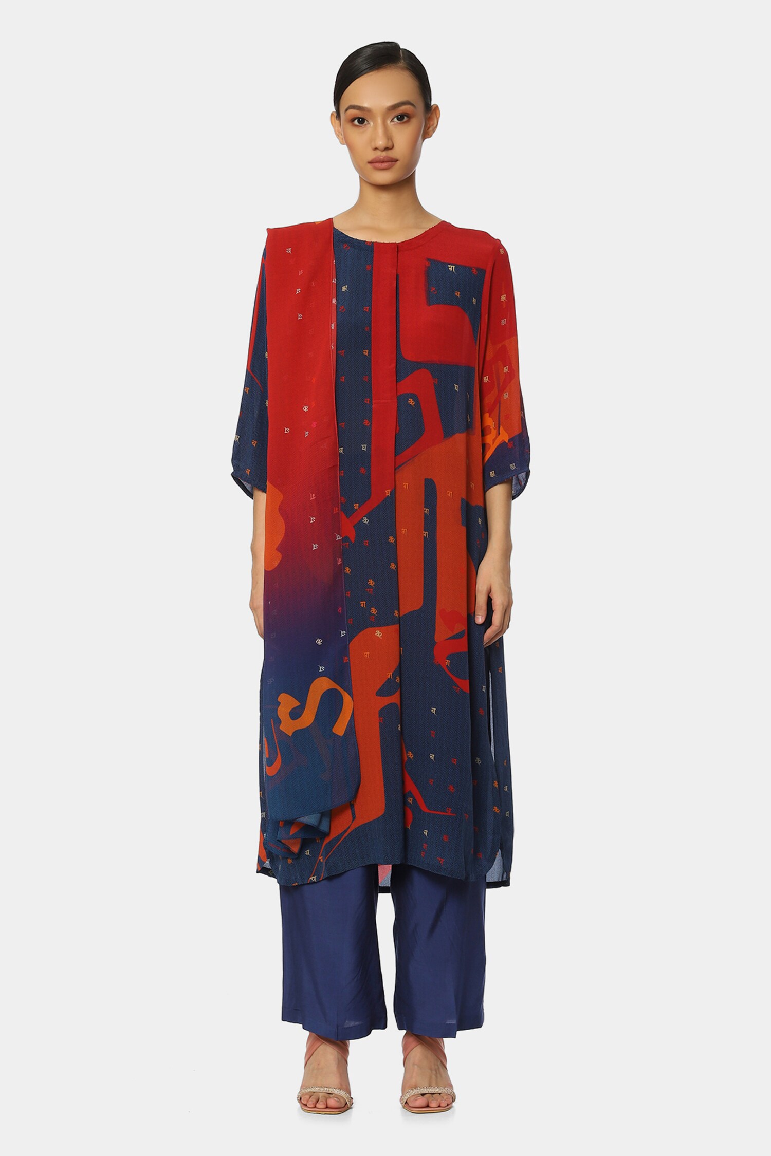 Buy Satya Paul Blue Crepe Day Out Kurta And Pant Set Online | Aza Fashions