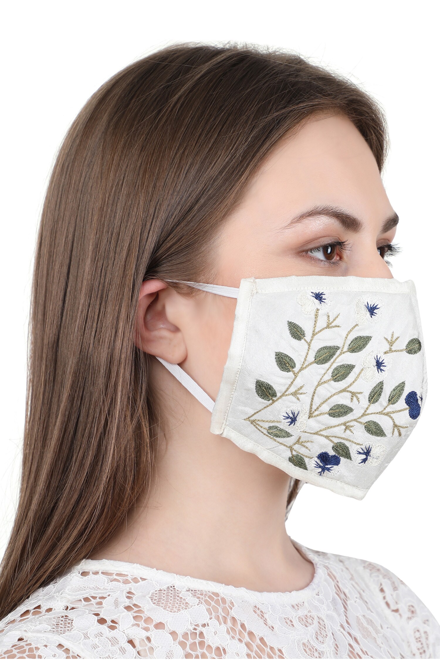 Buy Puneet Gupta Embroidered Face Mask ( Single Pc ) Online | Aza Fashions