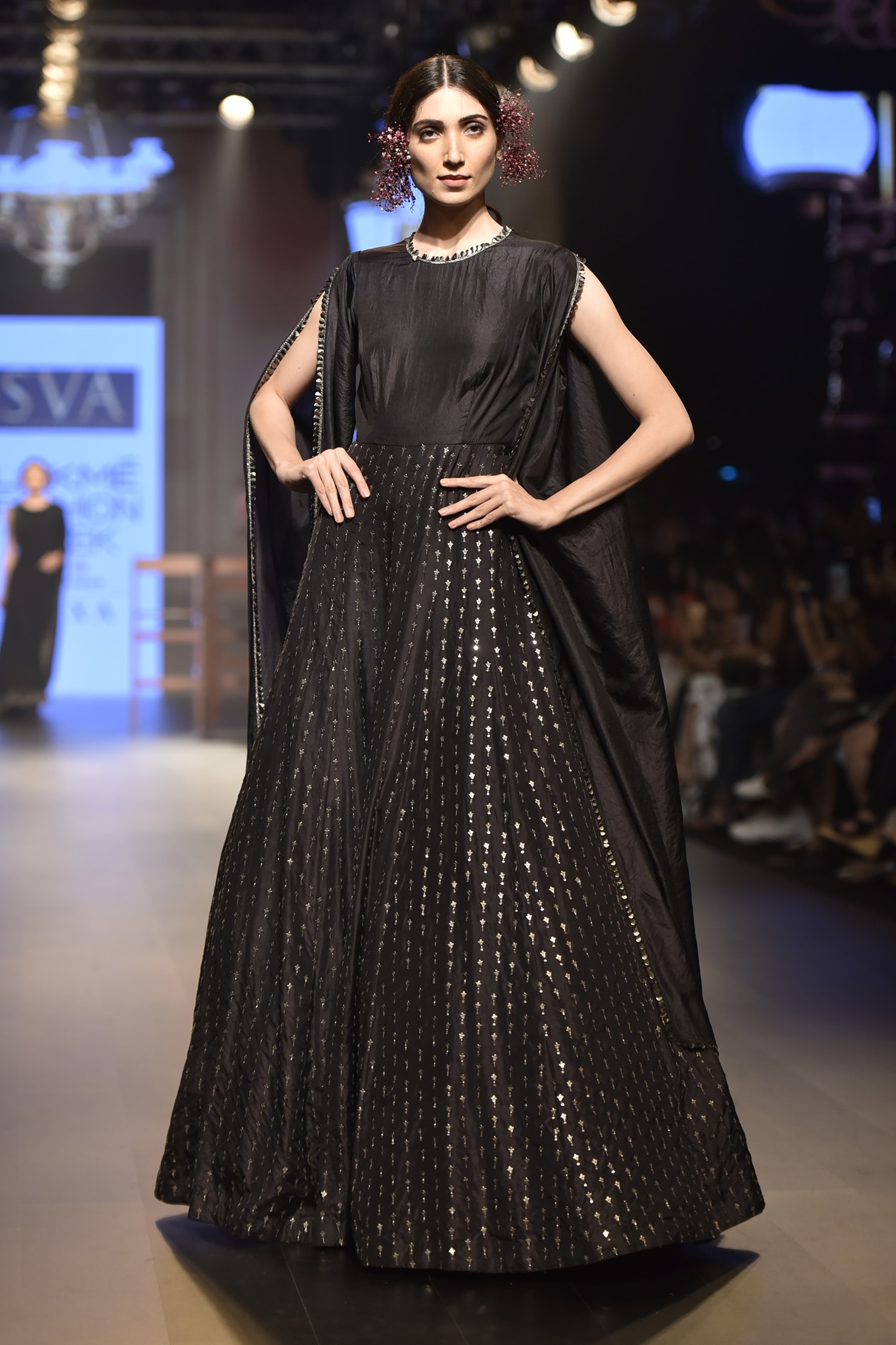 Buy SVA by Sonam & Paras Modi Black Embellished Anarkali Style Gown ...