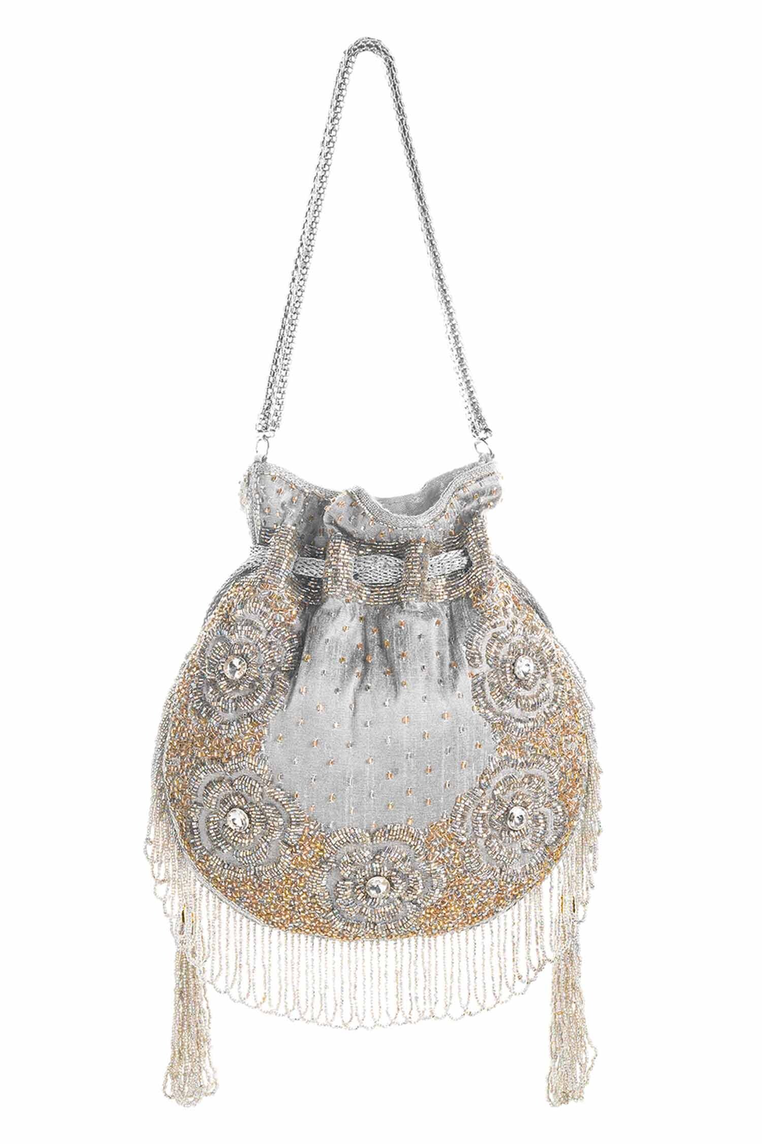 Buy Aloha by PS Floral Embellished Tassel Potli Bag Online | Aza Fashions
