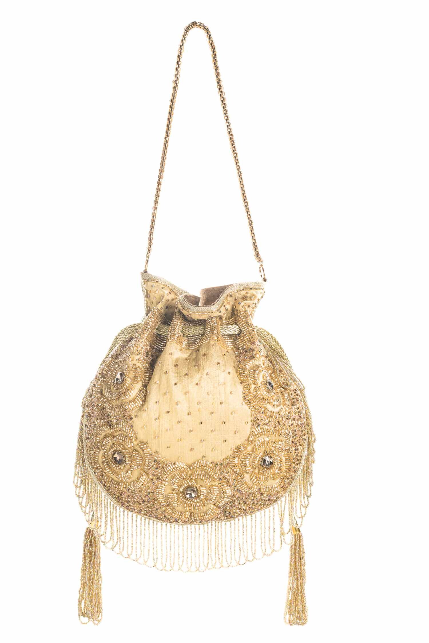 Buy Aloha by PS Floral Embellished Tassel Potli Bag Online | Aza Fashions
