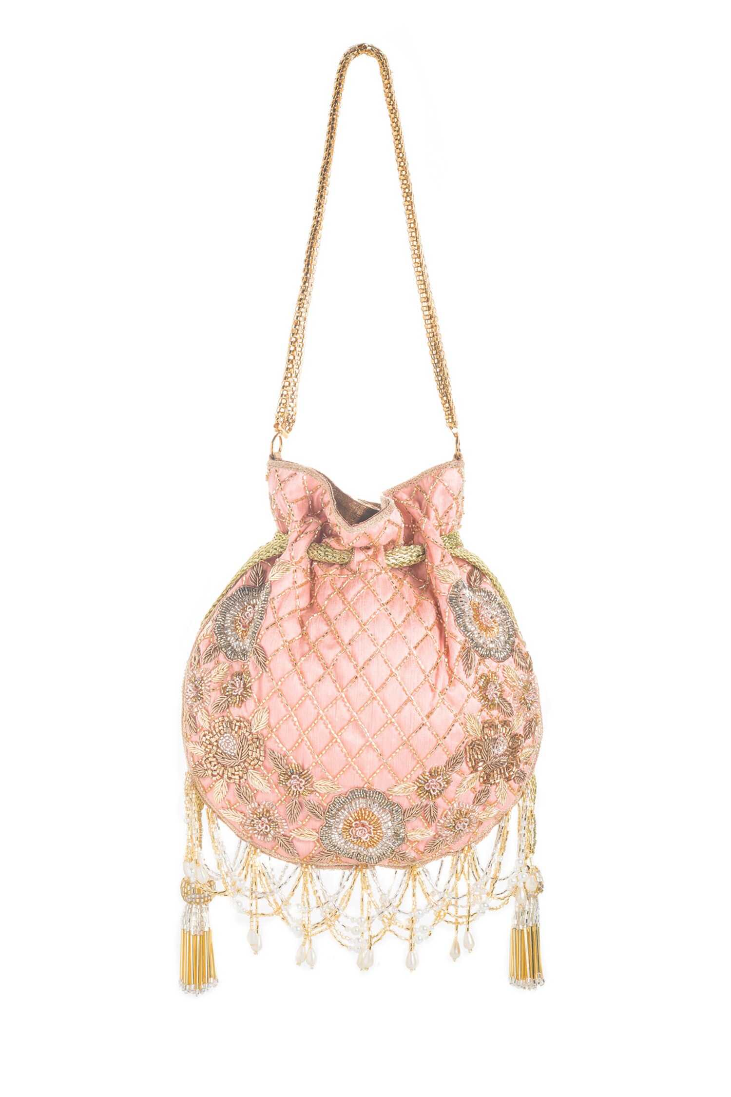 Buy Aloha by PS Floral Embroidered Bead Tassel Potli Bag Online | Aza ...