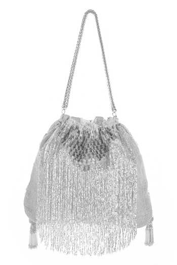 Buy Aloha by PS Jute Silk Bead Tassel Potli Bag Online | Aza Fashions
