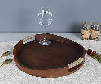 Buy Brick Brown Tribal Curvy Serving Tray Online | Aza Fashions