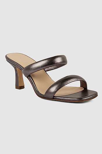 Buy Vanilla Moon Grey Leather Daphne Metallic Heels Online | Aza Fashions