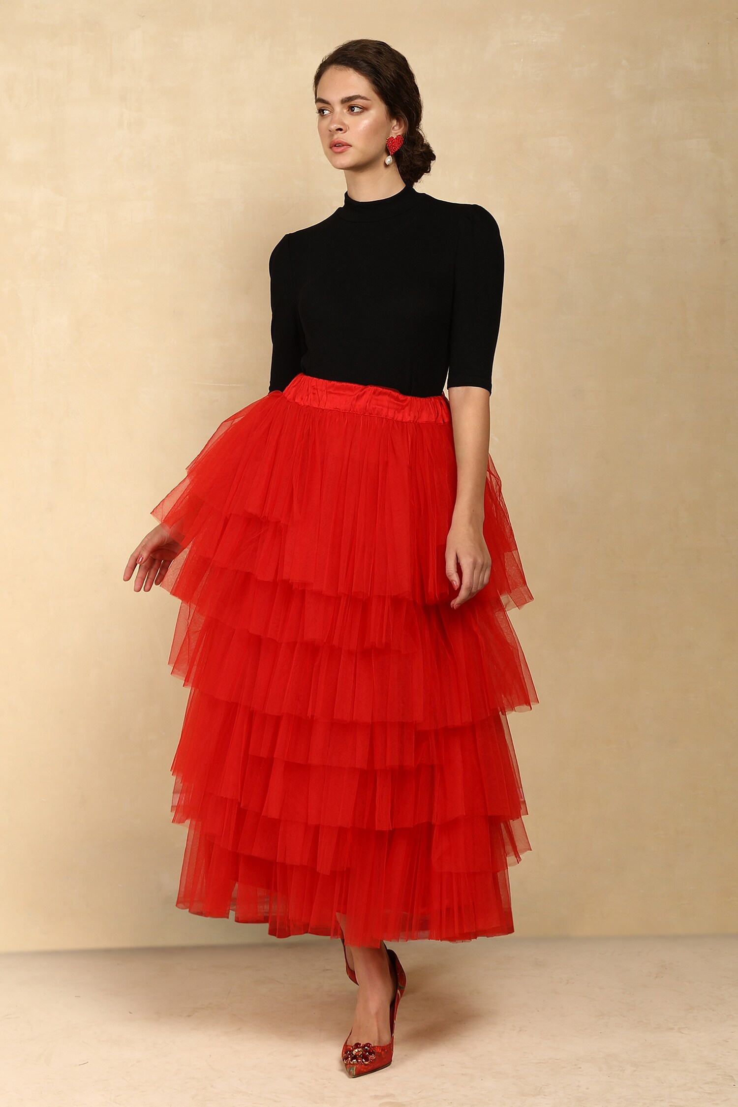 Buy Dania Siddiqui Tiered Ruffle Skirt Online | Aza Fashions
