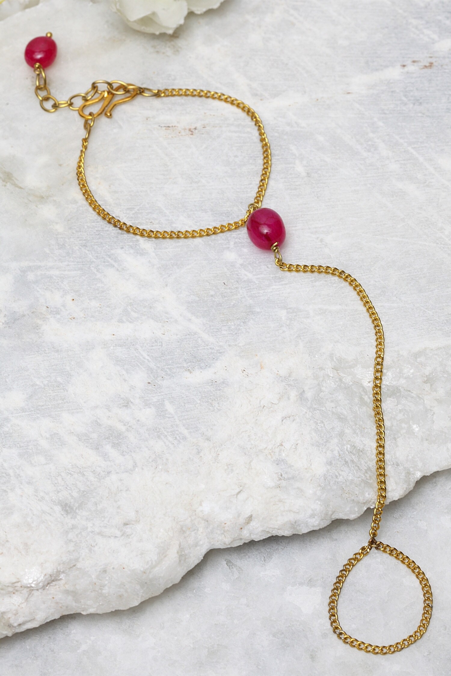 Buy Dugran By Dugristyle Faux Ruby Hathphool Rakhi Online | Aza Fashions