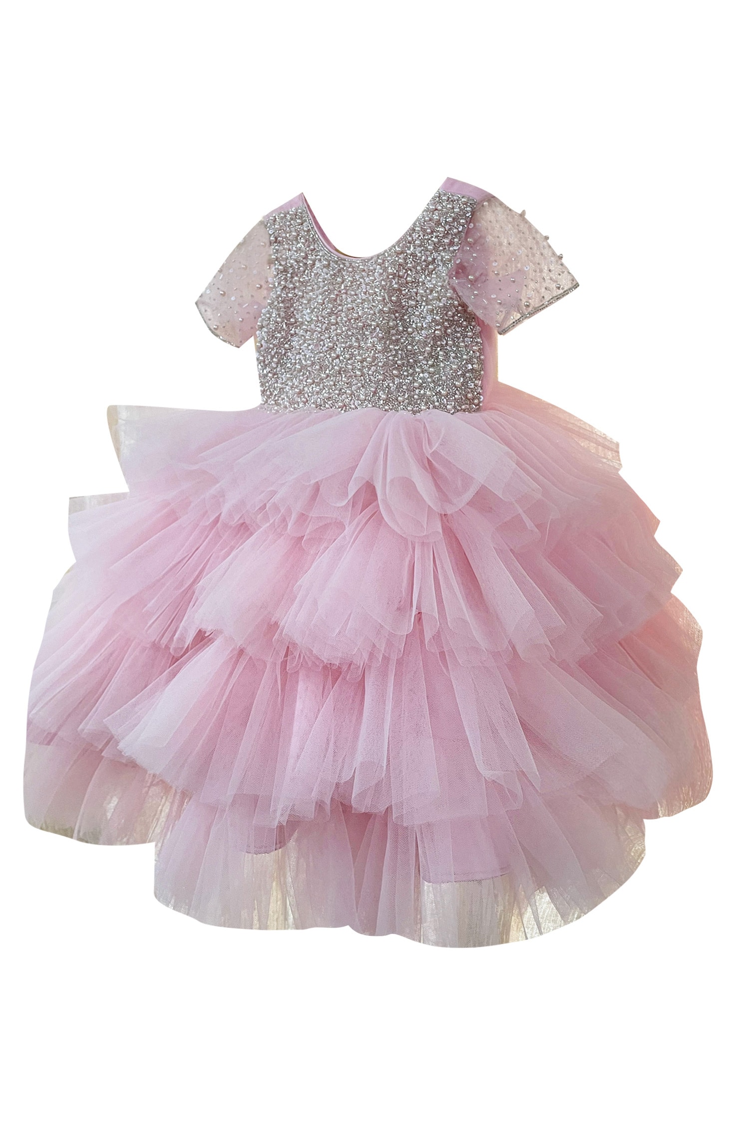 Buy Pa:Paa Pink Layered Dress For Girls Online | Aza Fashions