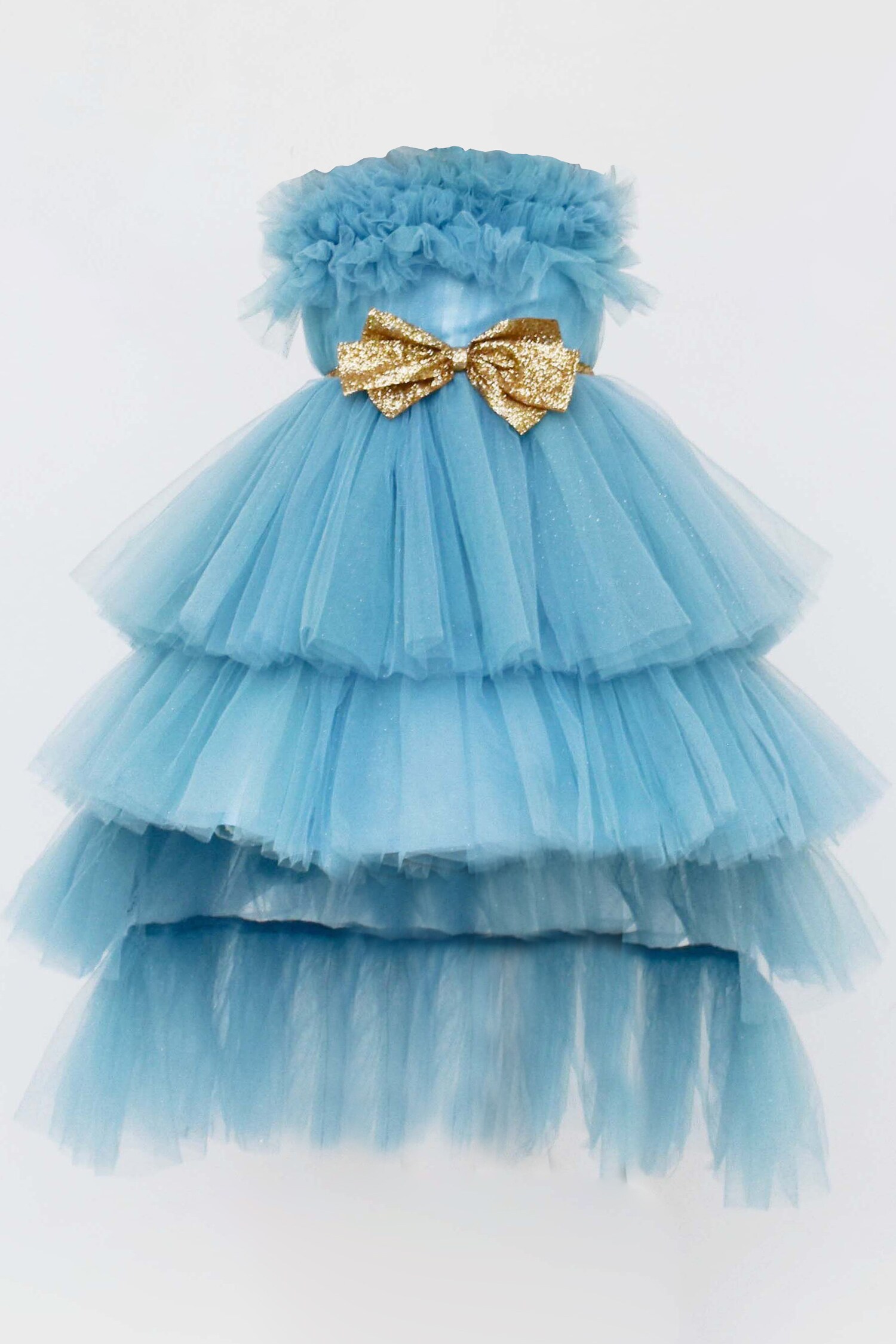 Buy FAYON KIDS Blue High-low Tiered Gown For Girls Online | Aza Fashions
