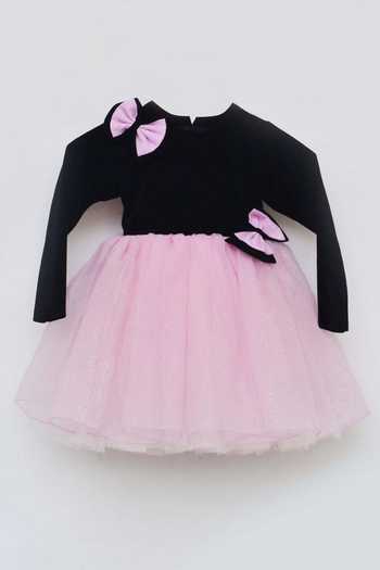 Buy FAYON KIDS Black Velvet Dress For Girls Online | Aza Fashions