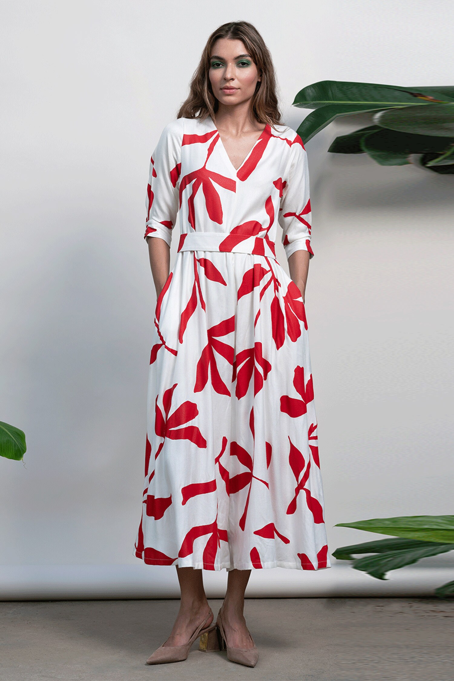 Buy Kanelle Ivory Viscose Twill Faith Printed Jumpsuit Online | Aza ...