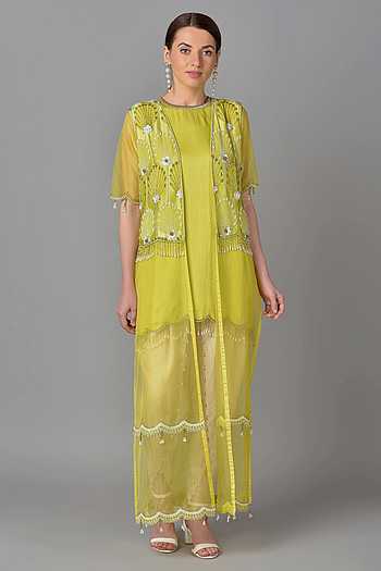 Buy Keith Gomes Green Cotton Silk Embroidered Jacket And Dhoti Pant Set ...