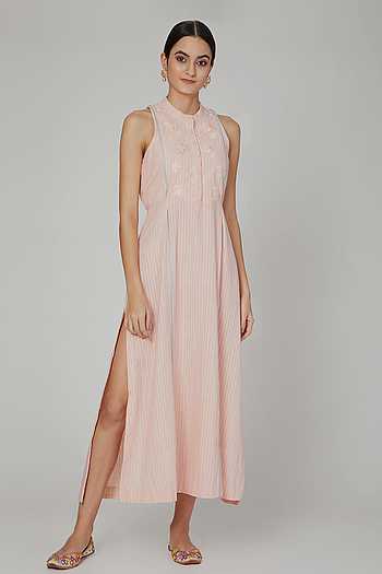 Buy The Right Cut Pink Malkha Floral Embroidered Dress Online | Aza ...