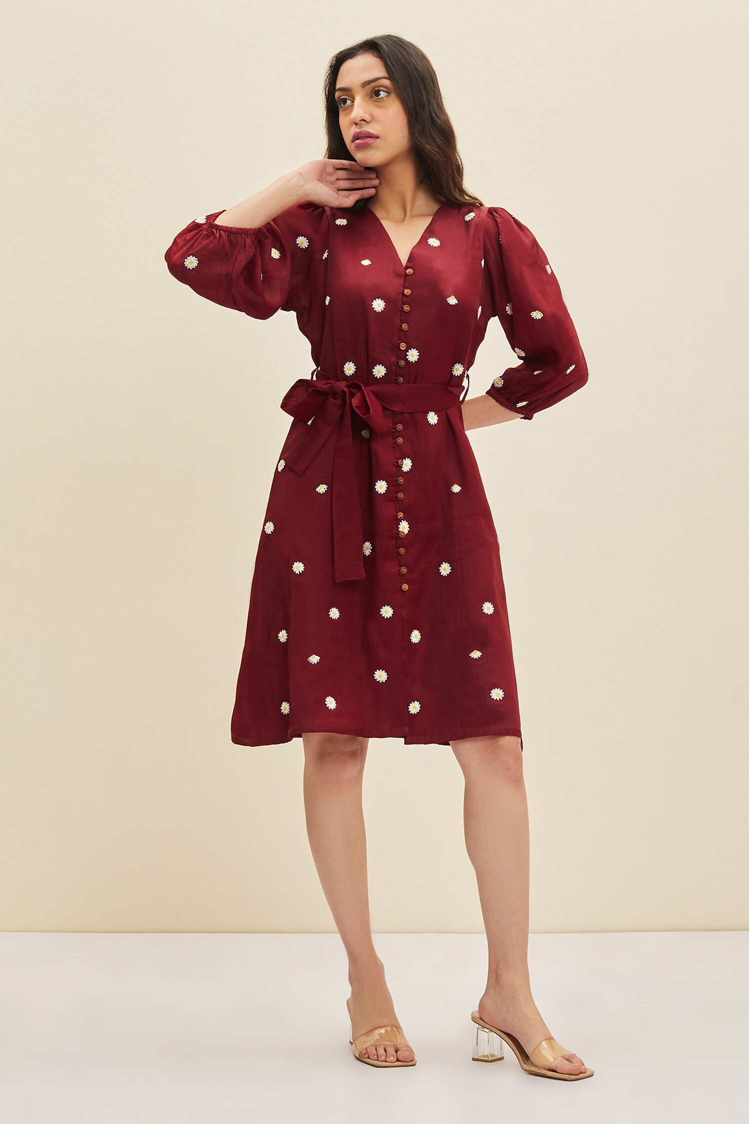 Buy Meadow Silk Marisol Embroidered Dress Online | Aza Fashions