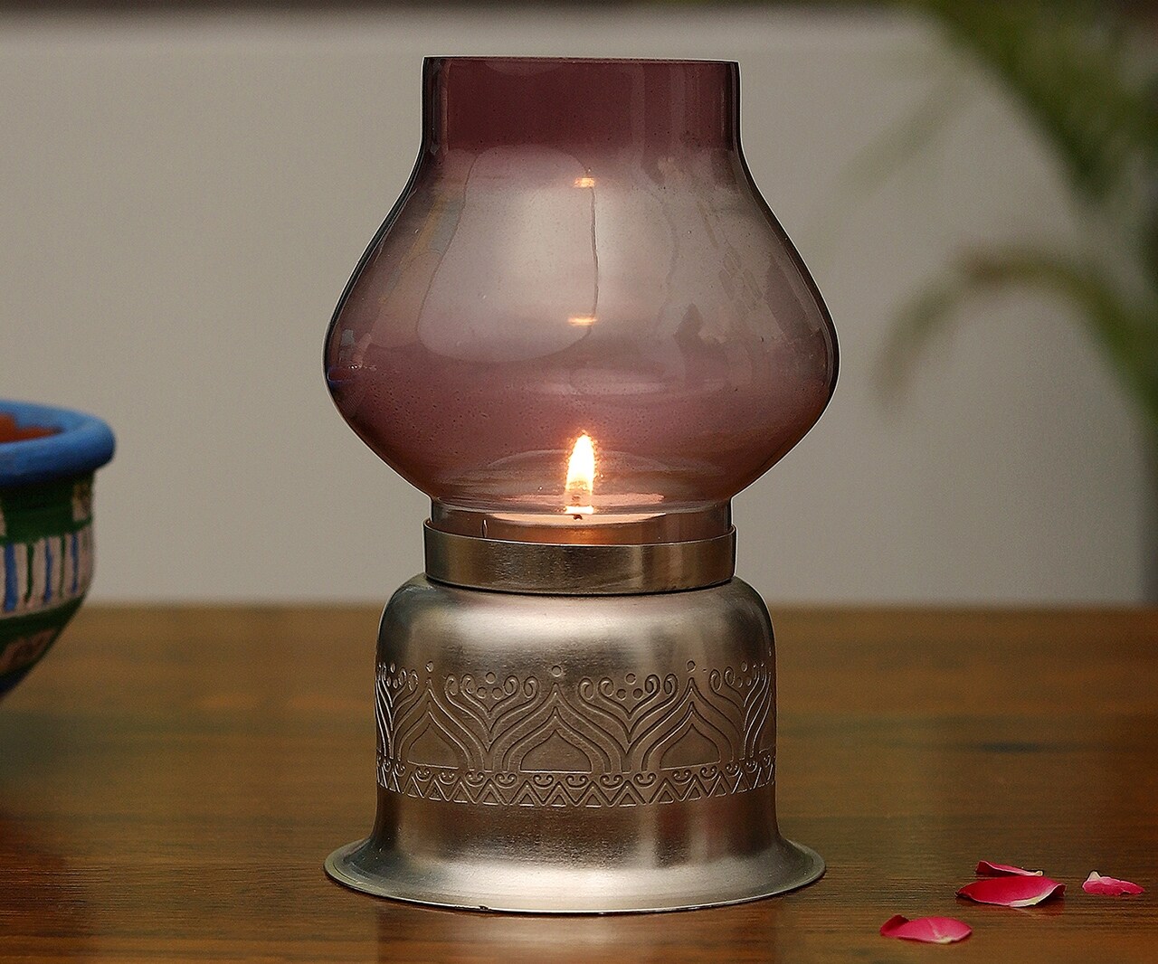Buy Nakshikathaa - Homeware Utsav Candle Base With Glass Chimney Online ...