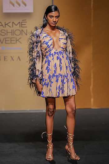 Buy Not So Serious By Pallavi Mohan Pink Merlot Jacquard Tiered Dress ...