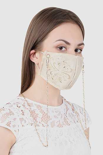 Buy Puneet Gupta Embroidered Face Mask With Chain ( Single Pc ) Online ...