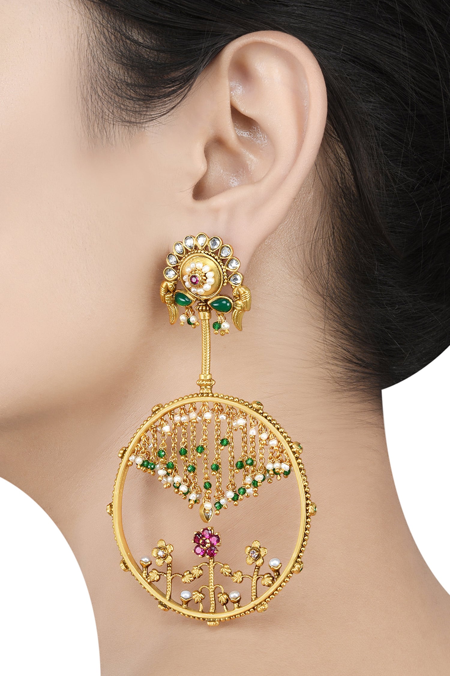 Buy Tribe Amrapali Floral Stone Danglers Online | Aza Fashions