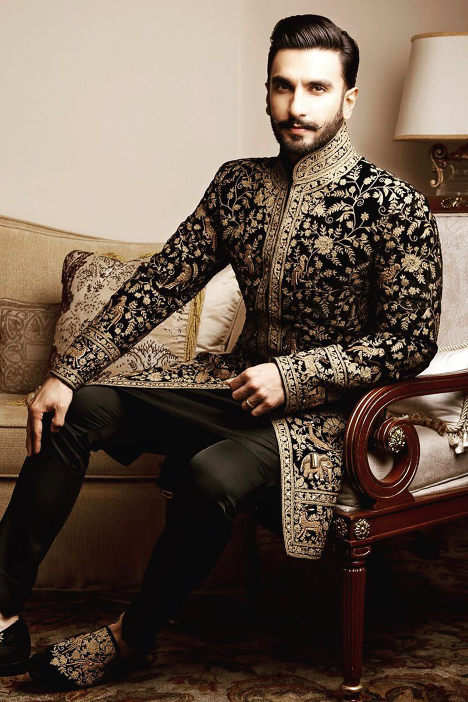 Buy Rohit Bal Black Silk Embroidered Sherwani Online | Aza Fashions