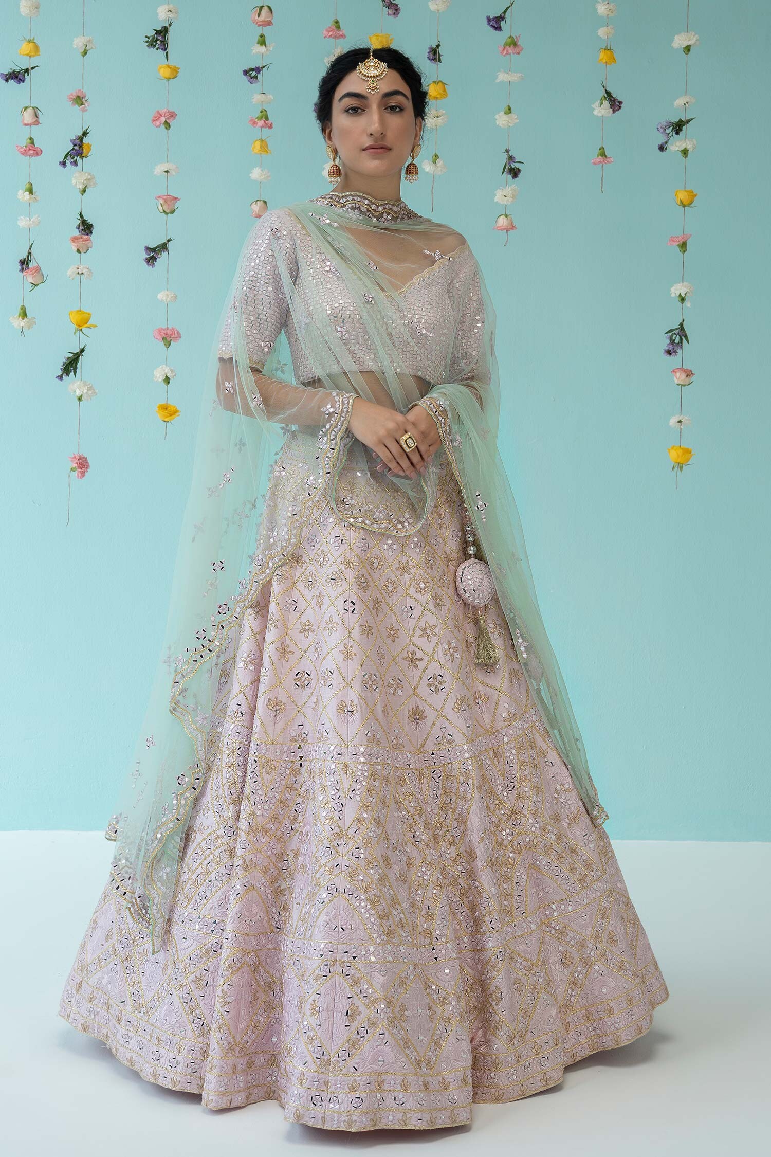Buy Angad Singh Pink Raw Silk Embroidered Lehenga Set Online | Aza Fashions