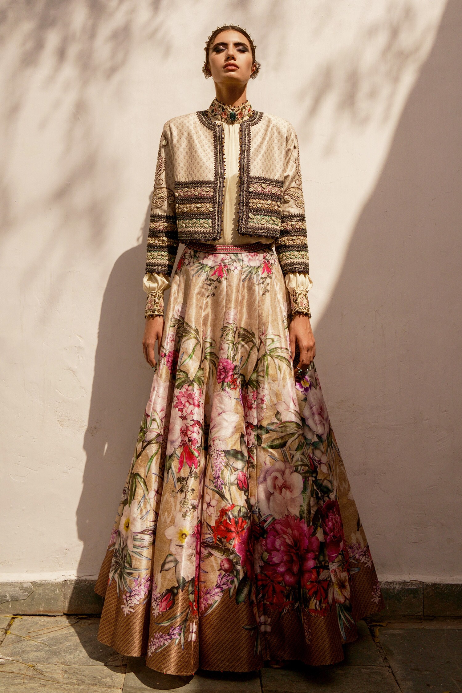 Buy Rajdeep Ranawat White Dupion Leela Lehenga Online | Aza Fashions