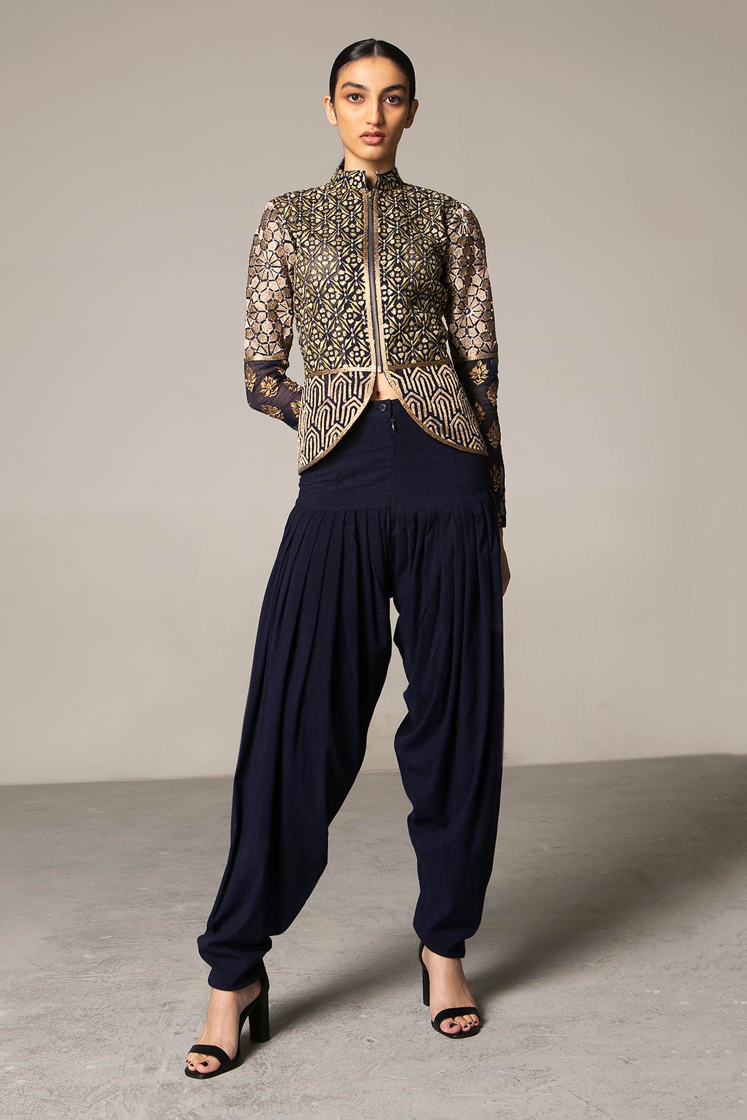 Buy Siddartha Tytler Gold Organza Embroidered Jacket Online | Aza Fashions