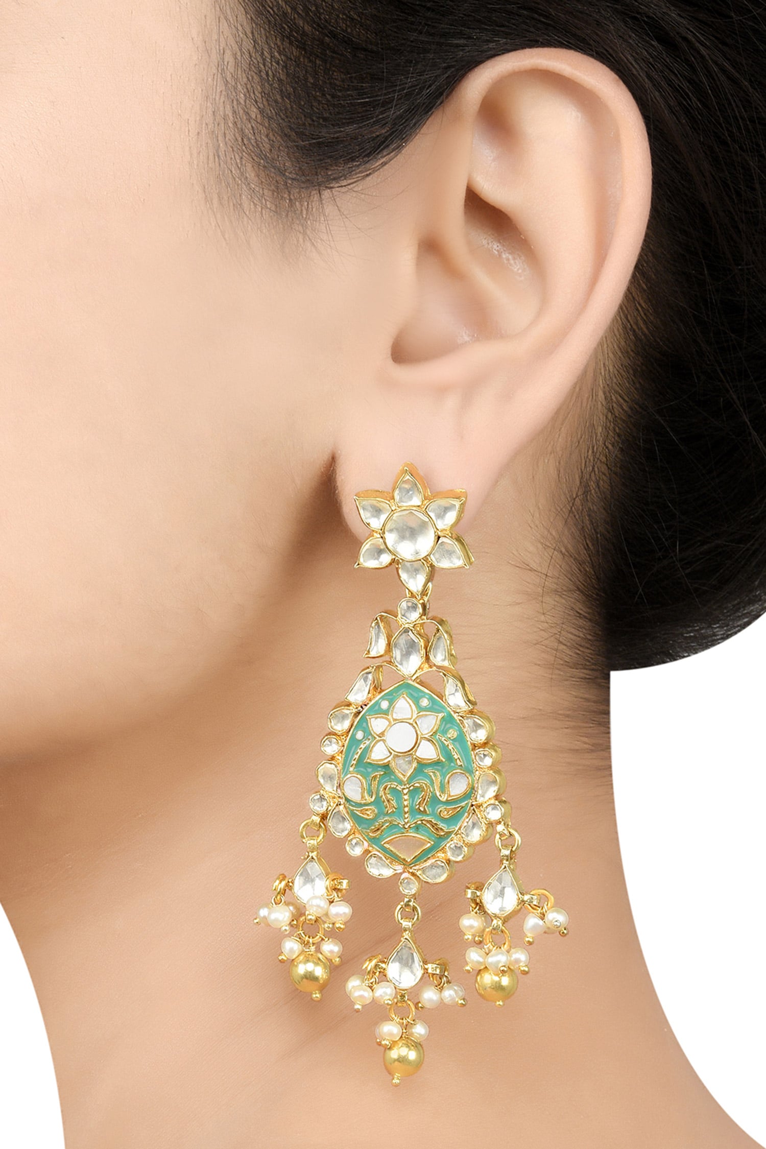 Buy Tribe Amrapali Jadau Stone Danglers Online | Aza Fashions
