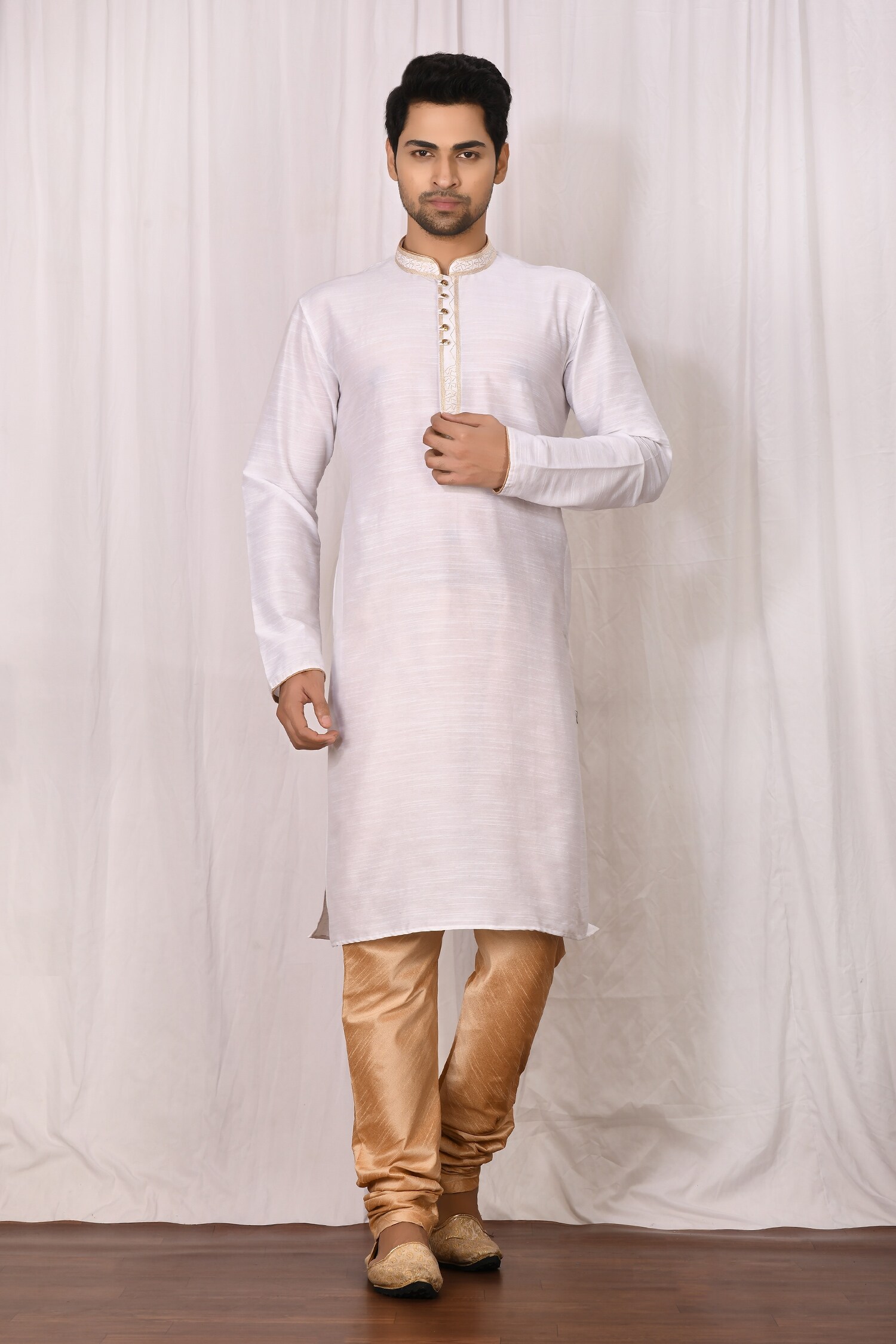 Buy Samyukta Singhania White Mulberry Cotton Silk Kurta Set Online ...