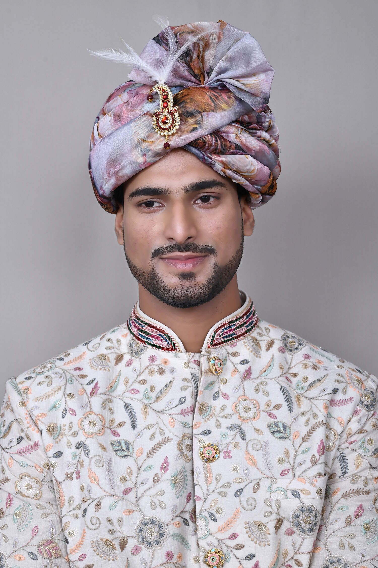 Buy Multi Color Floral Print Safa For Men by Samyukta Singhania Online ...