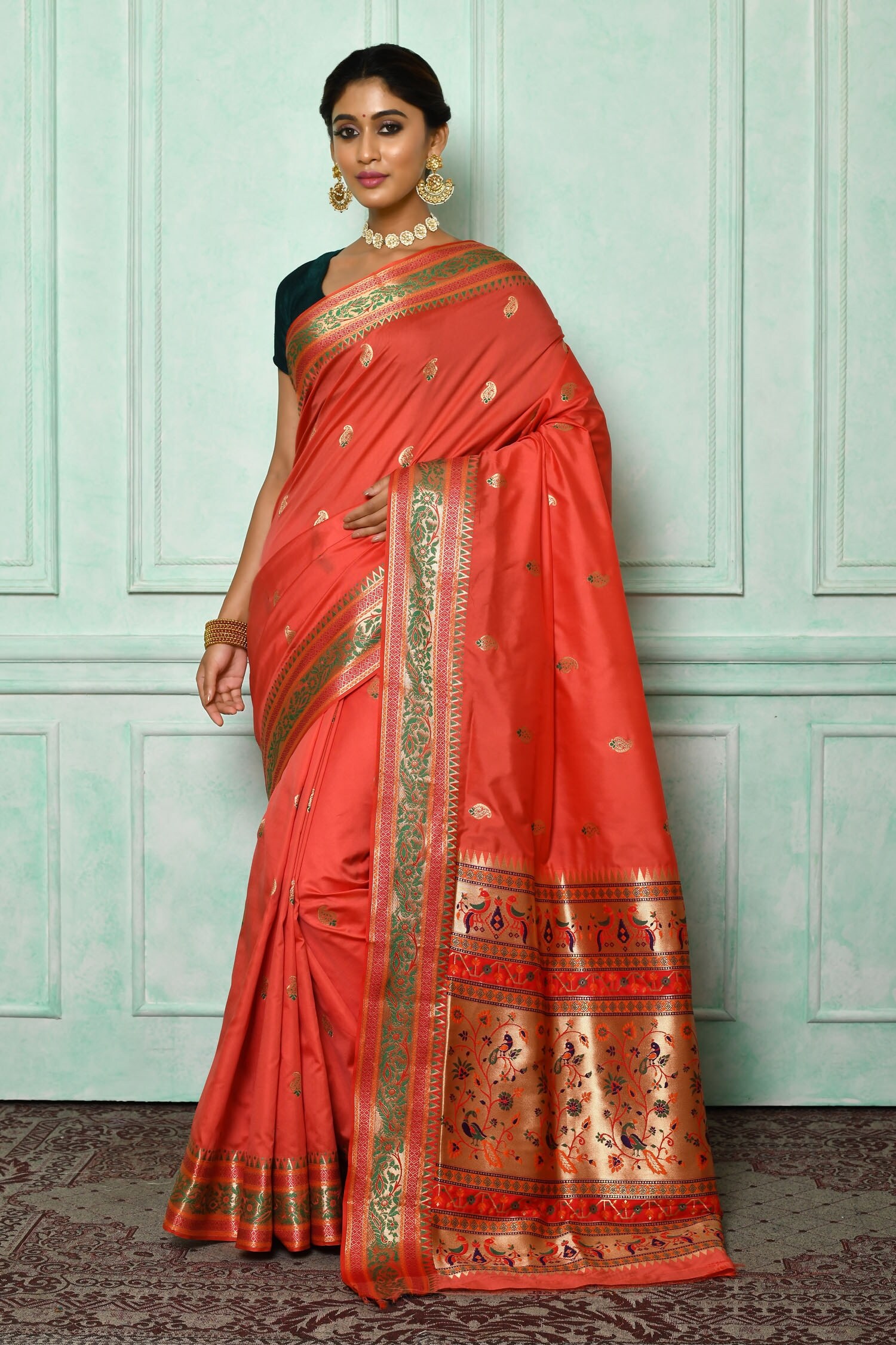 Buy Pink Soft Silk Zari Work Paisley Pattern Saree For Women by ...