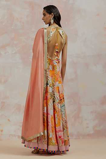 Buy AUM by Asit and Ashima Multi Color Rayon Cotton Abstract Pattern ...