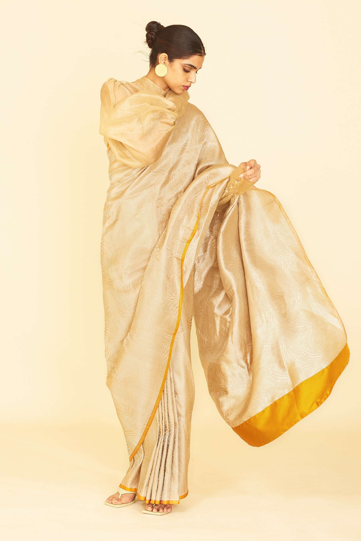 Buy Silver Satin Silk Saree For Women by Ekaya Online at Aza Fashions.