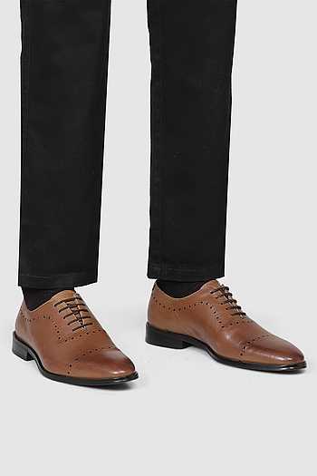 Buy Hats Off Accessories Brown Genuine Leather Leather Hole Cut Oxford ...