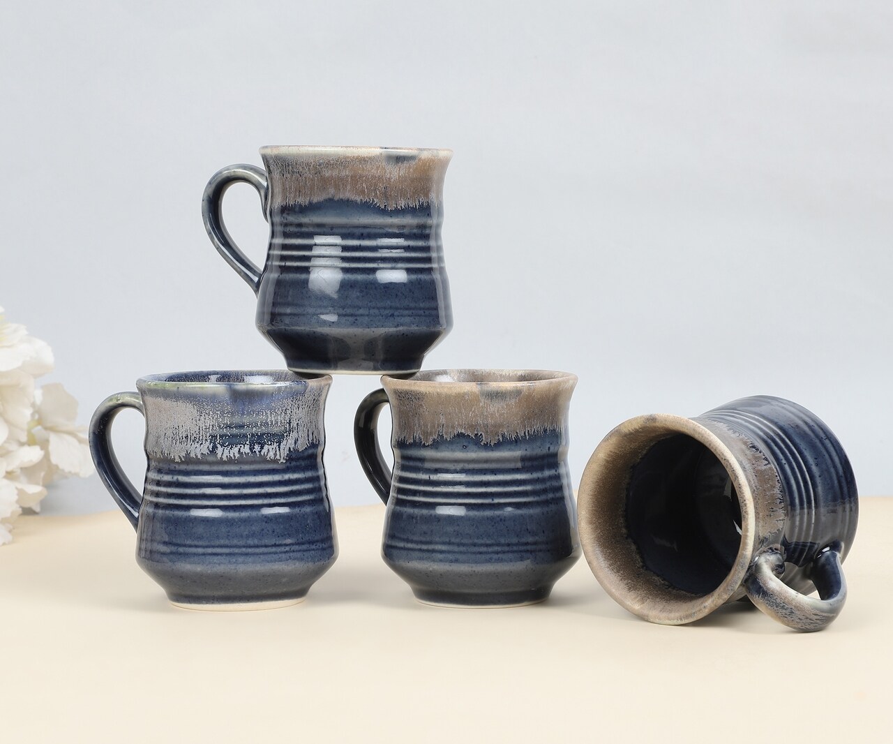 Buy Design Gaatha Textured Pattern Kulhad Coffee Mugs - Set Of 4 Online ...