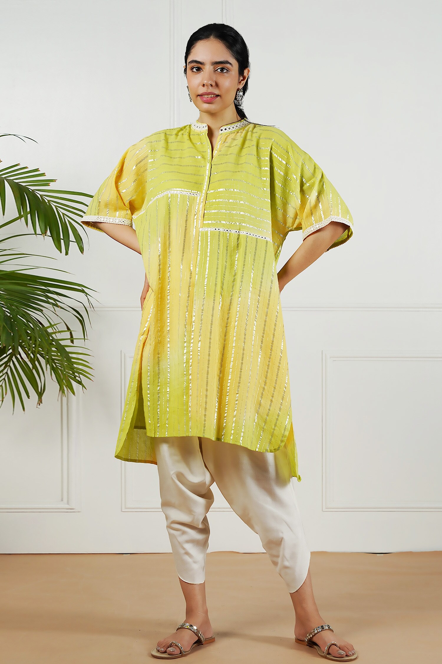 Buy OMI Multi Color Lurex Dichromatic Tunic Online | Aza Fashions