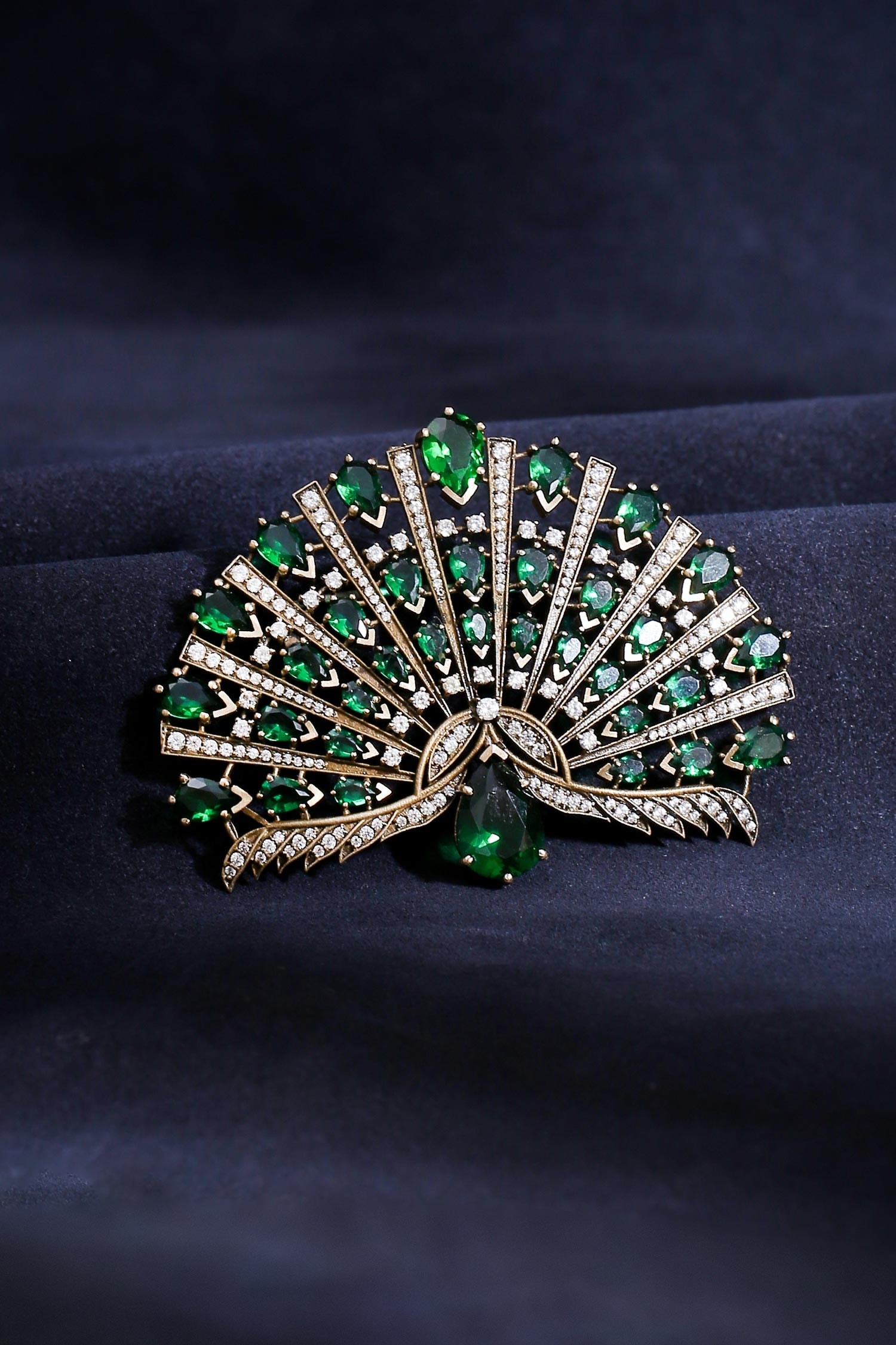 Buy Gold Stone Mayur Pankh Embellished Brooch by Cosa Nostraa Online at ...