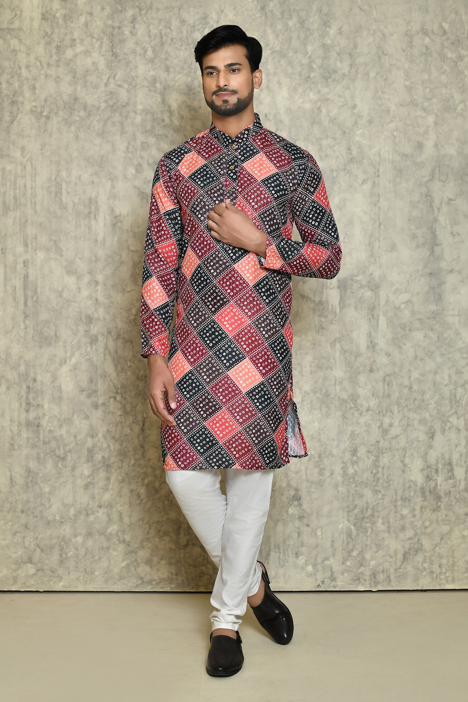 Buy Multi Color Kurta Heavy Cotton Bandhani Set For Men by Naintara ...