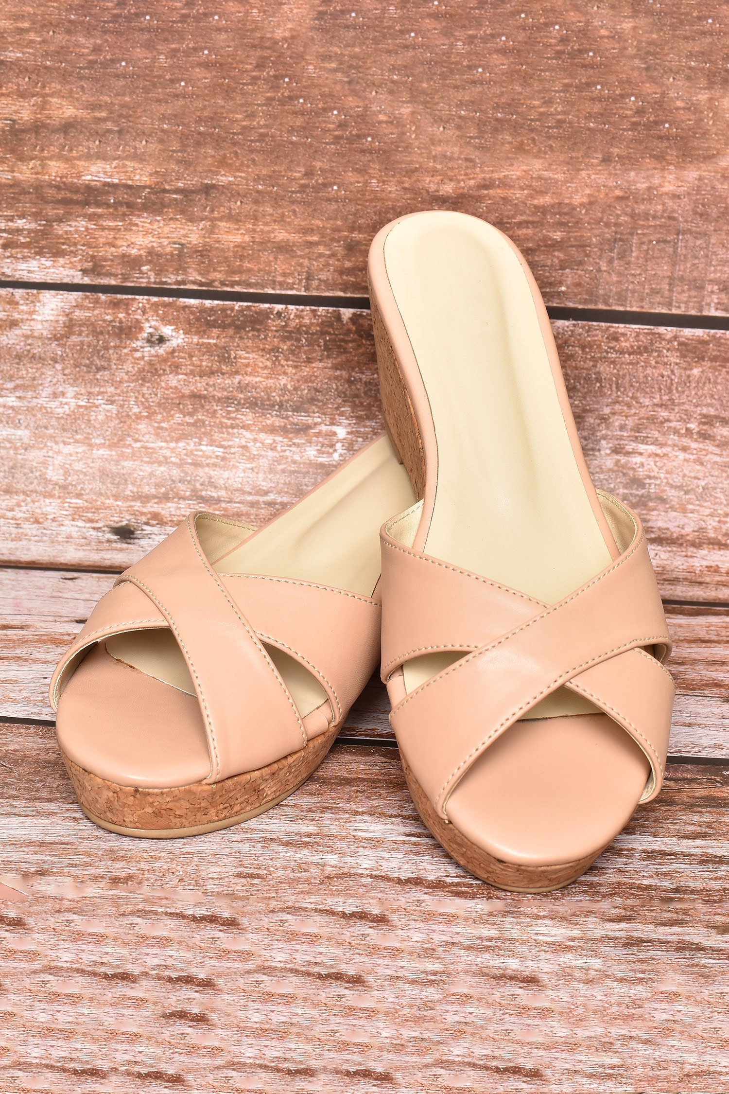 Buy Pink Matte Criss-cross Strap Wedges by Samyukta Singhania Online at ...