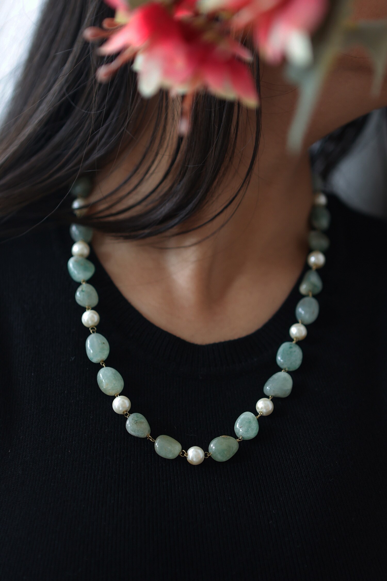 Buy Phiroza Celeste Pearl Contemporary Necklace Online | Aza Fashions