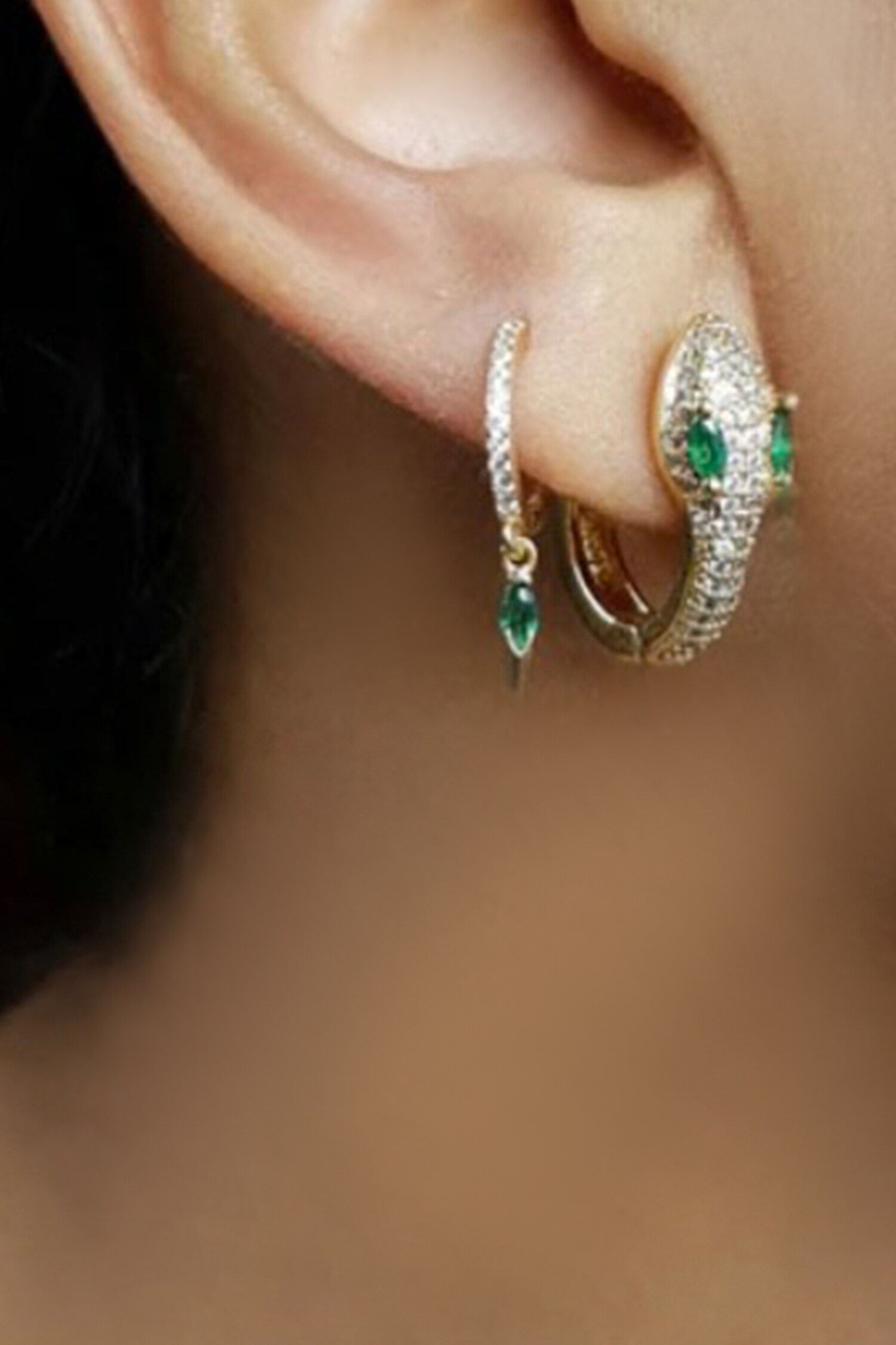 Buy Green Snake Python Shaped Earrings by The Jewel Factor Online at ...