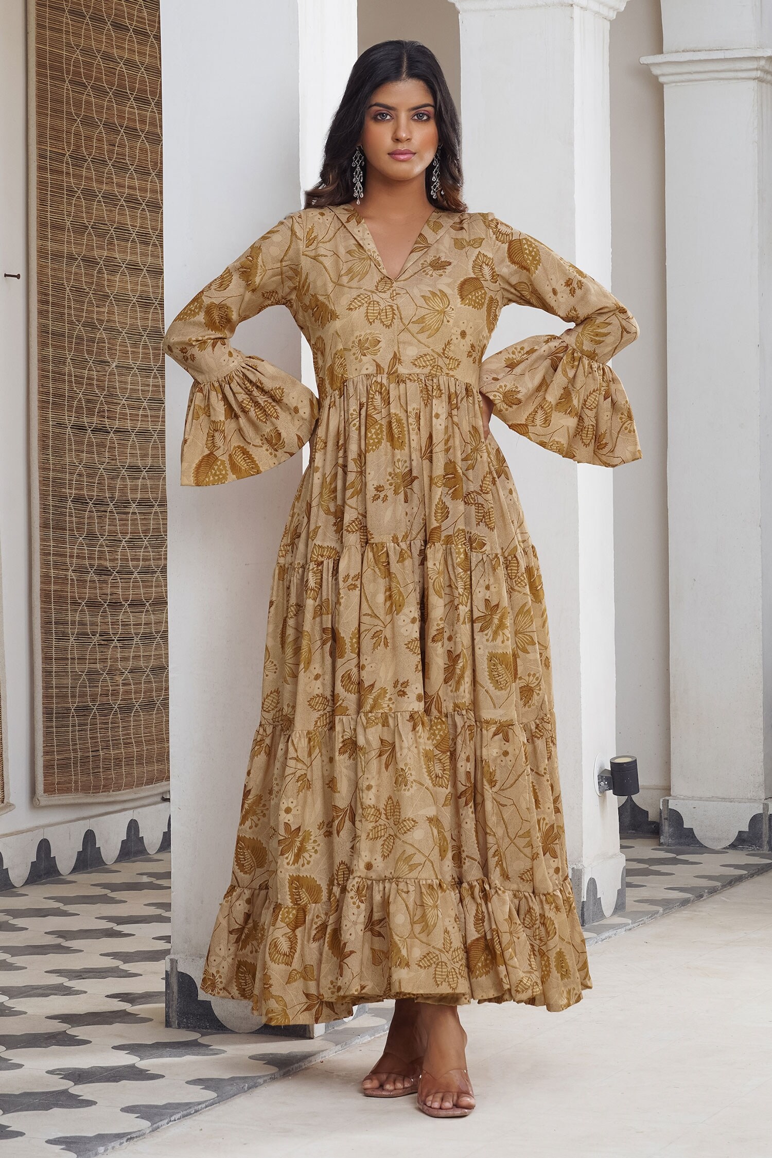 Buy Yellow Floral Scatter Print Dress For Women by Rivaaj Clothing ...