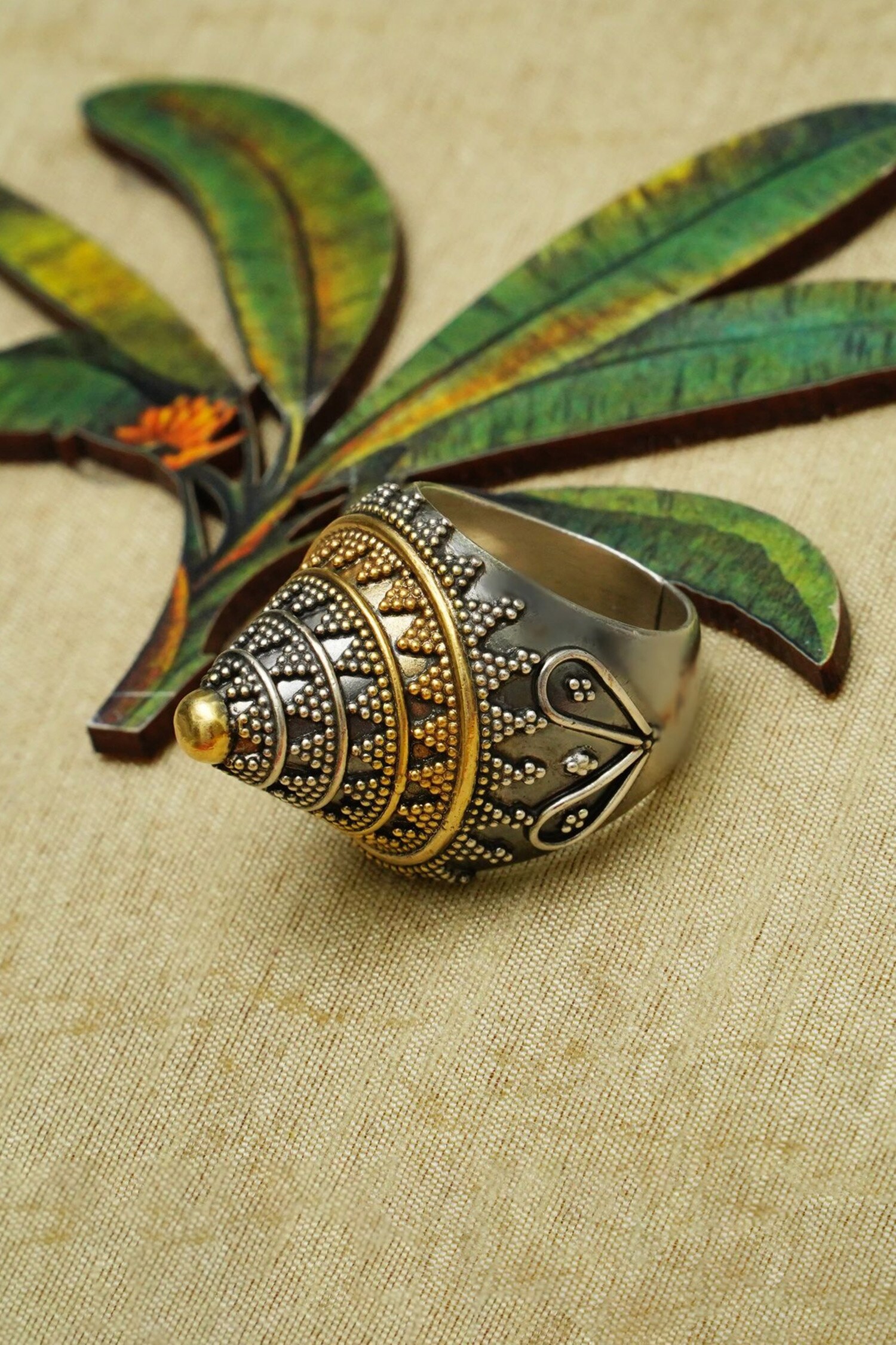Buy Silver Plated Rawa Two Tone Pattern Ring by Neeta Boochra Online at ...